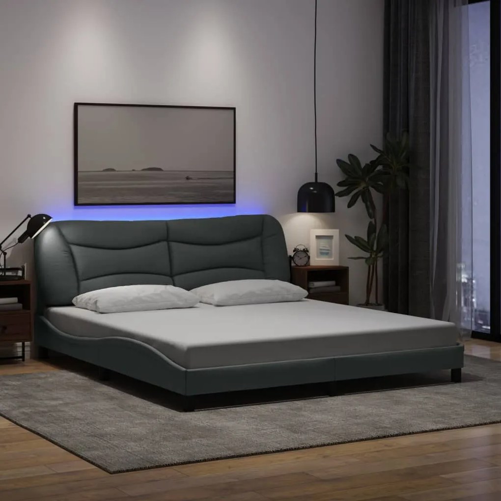 Rám postele s LED bez matrace Hvar Světle šedá 180x200 cm Látka 3213718