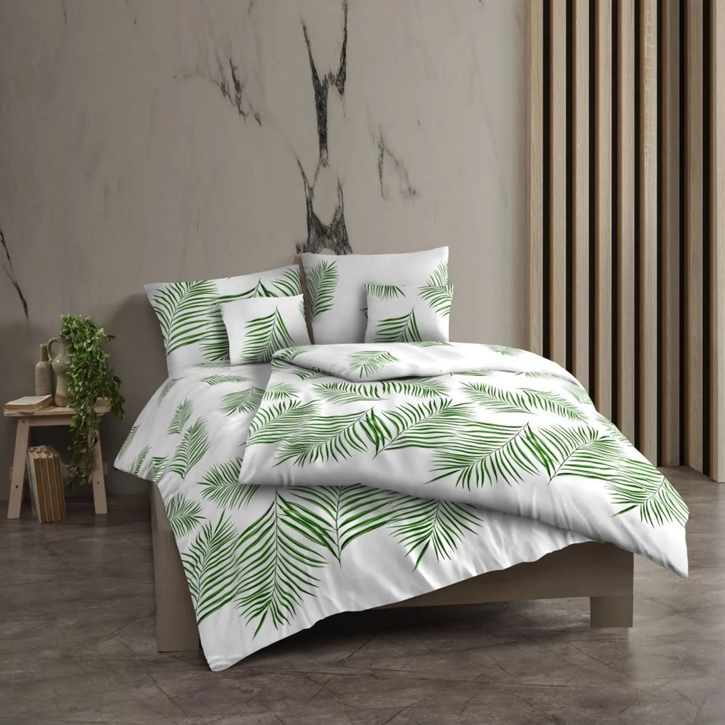 Bavlněné povlečení renforcé TROPICAL bílé - 1x 220/200, 2x 70/90cm