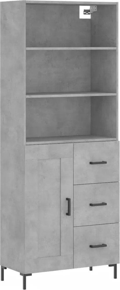 Skříň highboard betonově šedá 69,5x34x180 cm kompozitní dřevo 3190025