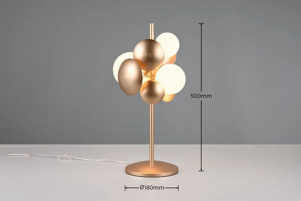 Stolní lampa se skleněným stínidlem ve zlato-bílé barvě (výška 50 cm) Bubble – Trio Select