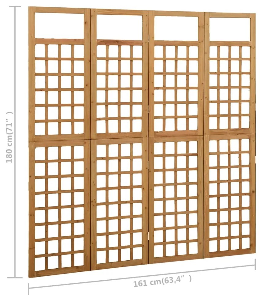 vidaXL Marketos 4dílný paraván/treláž masivní jedlové dřevo 161 x 180 cm