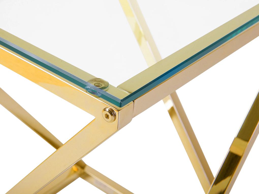 Zlatý stolek se skleněnou deskou BEVERLY Beliani