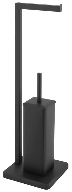 Erga Marko, stojan na toaletní papír a toaletní kartáč 20x20x65 cm, černá matná, ERG-YKA-PD.MARKO-BLK