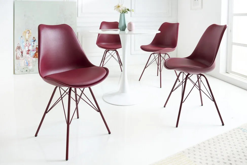 Designová jídelní židle Scandinavia Lund červená umělá kůže
