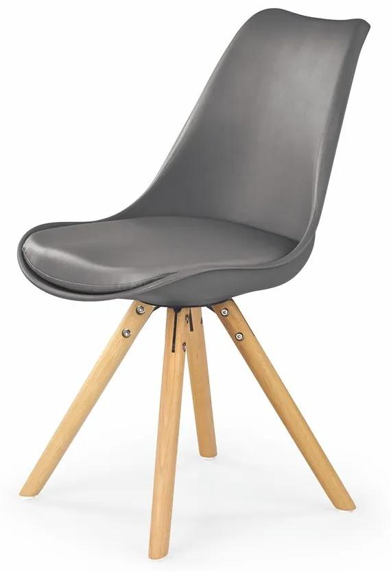 Halmar Šedá jídelní židle K201 s masivními dubovými nohami