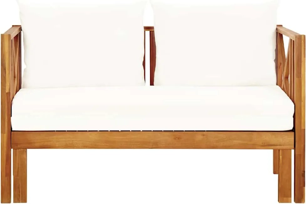 2místná zahradní lavice s poduškami 122 cm masivní akácie 310307