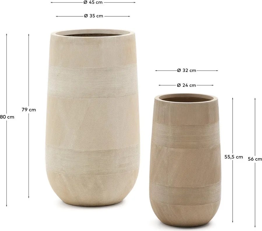 Obaly na květináče v sadě 2 ks z cementu ø 45 cm Tival – Kave Home