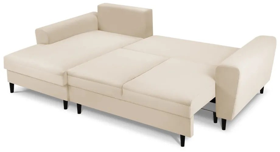 Béžová manšestr rozkládací/s úložným prostorem rohová pohovka (levý roh/s lenoškou) Moghan - II. jakost – Micadoni