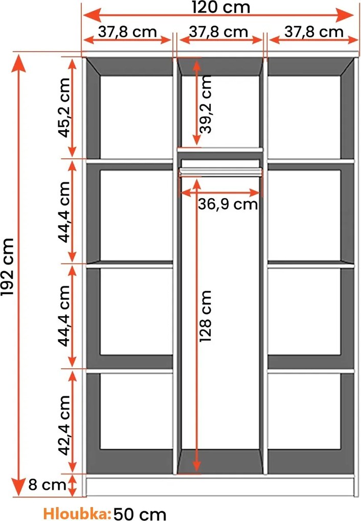 Šatní skříň SCOUT 120 - bílá (více variant)