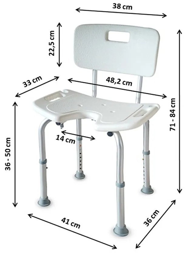 VMBal Židle do sprchy - S HYGIENICKÝM VÝŘEZEM