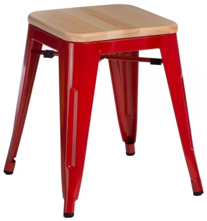 Stolička Tolix 45, červená/borovice