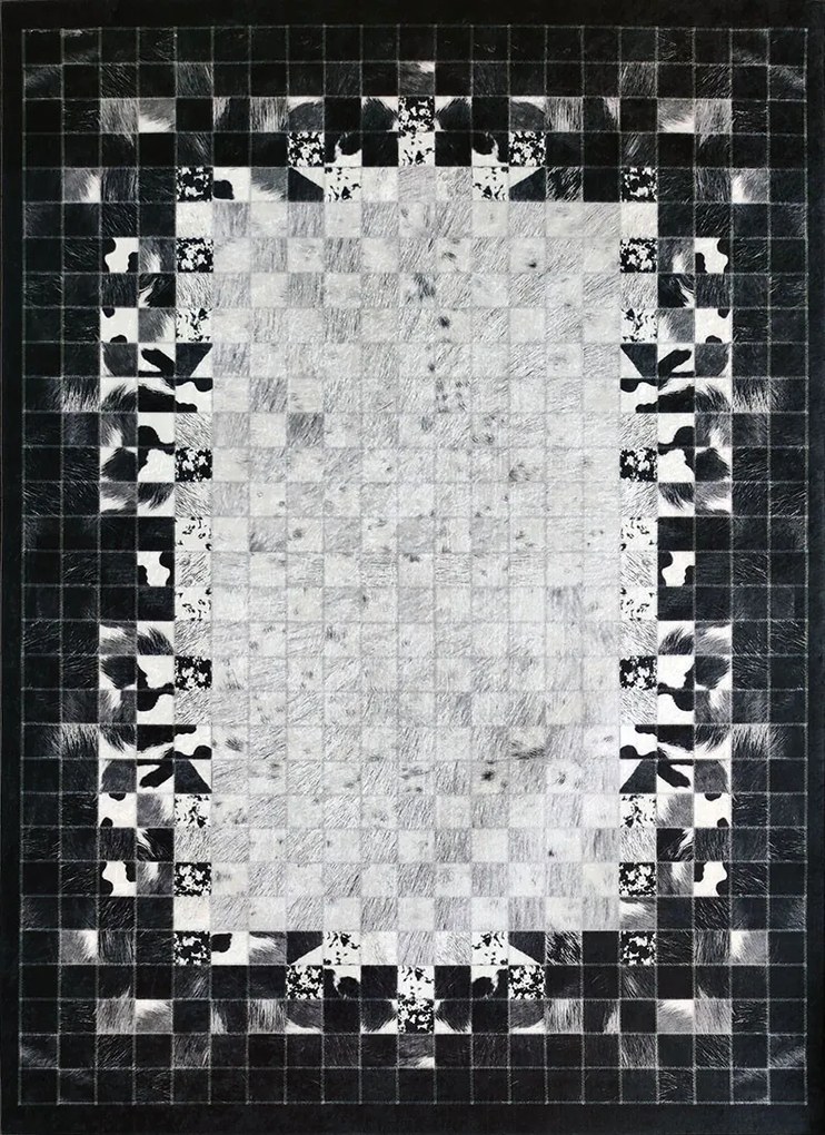 BE Koberec Porte 2054 GREY - šedý černý obdélníkový Rozměr: 50x80 cm