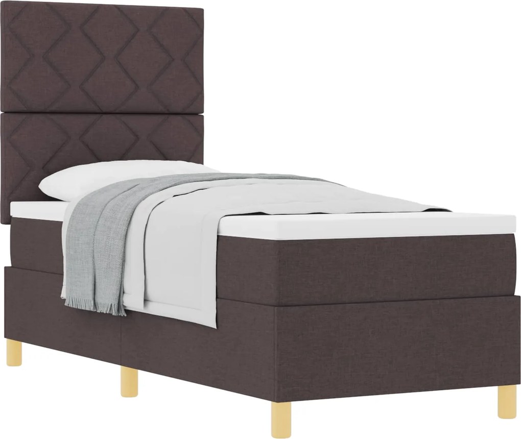 Postel s boxspringem s čelo Tmavě hnědá 80 x 200 cm textil 3339654