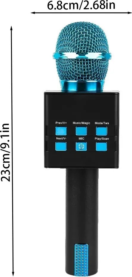 Bezdrátový Bluetooth karaoke mikrofon MC871 3v1 - zlatý