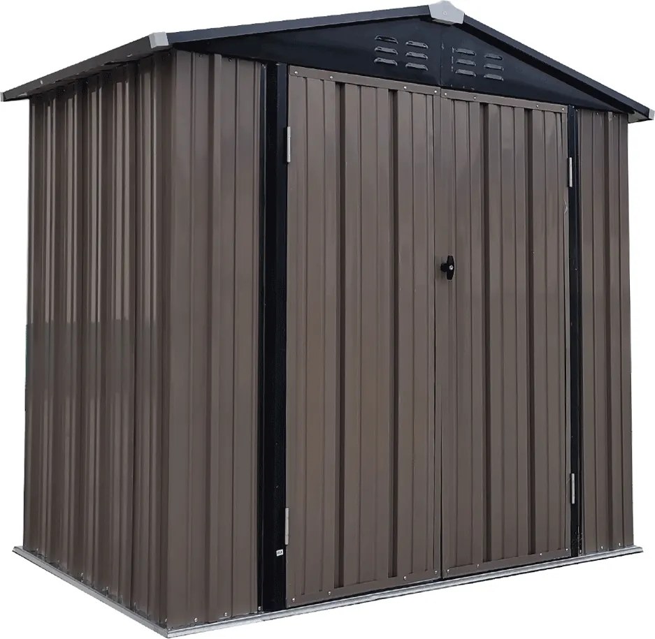 Plechový zahradní domek na nářadí, hnědá / antracitová, 2x1,3x2,1 m, RADOL