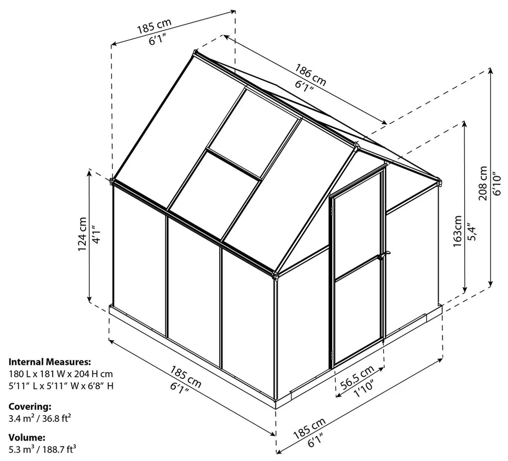 Polykarbonátový skleník Palram multiline 6x6