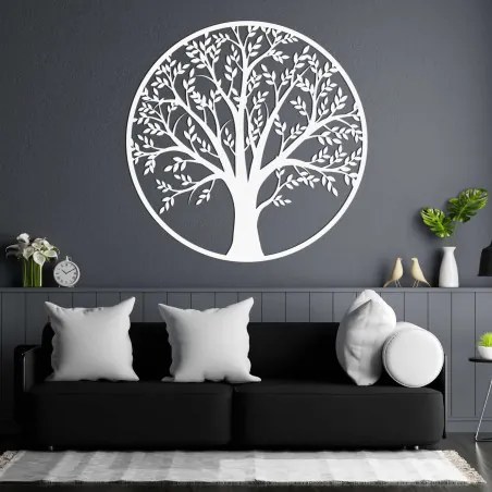 Dřevěný Strom života v kruhu | Elegantní dekorace na zeď | SENTOP PR0217