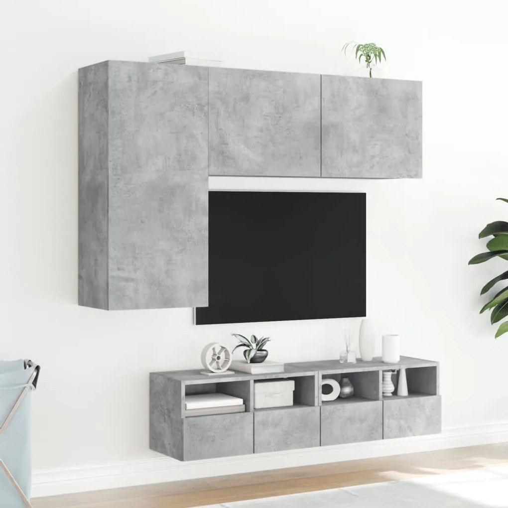 4dílná obývací stěna betonově šedá kompozitní dřevo - Default Title