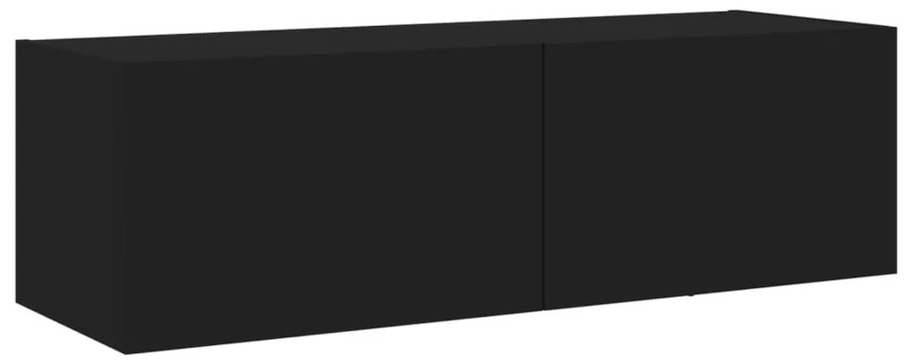 3dílná obývací stěna s LED osvětlením černá - Default Title