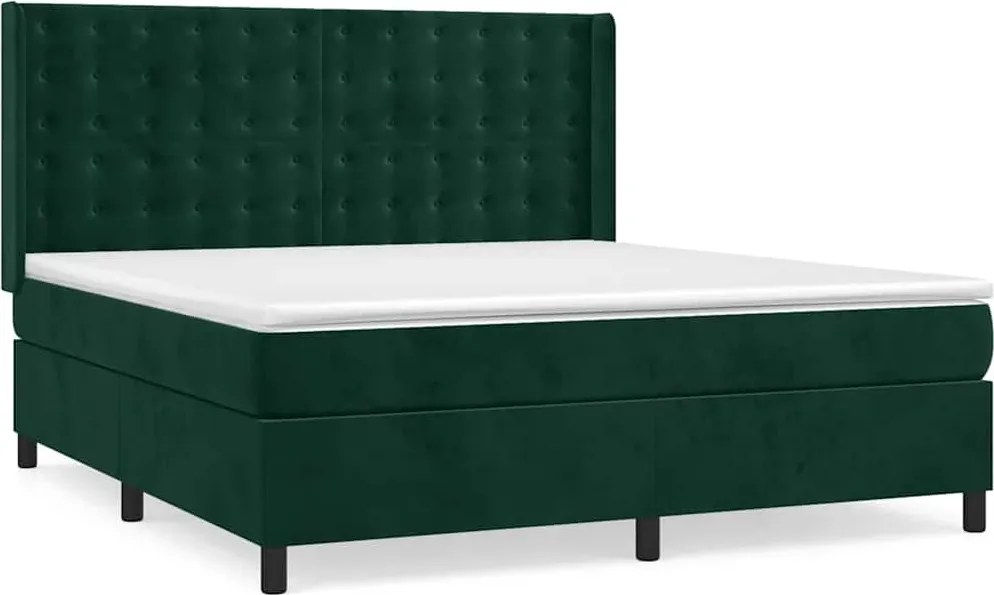 Box spring postel s matrací tmavě zelená 160x200 cm samet 3132930