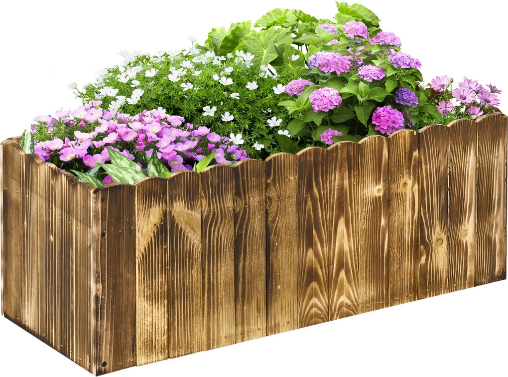 Obdélníkový zahradní květináč Outsunny pro rostliny a květiny, květináč z jedlového dřeva pro vnitřní a venkovní použití, 80x33x30 cm, v přírodním dře