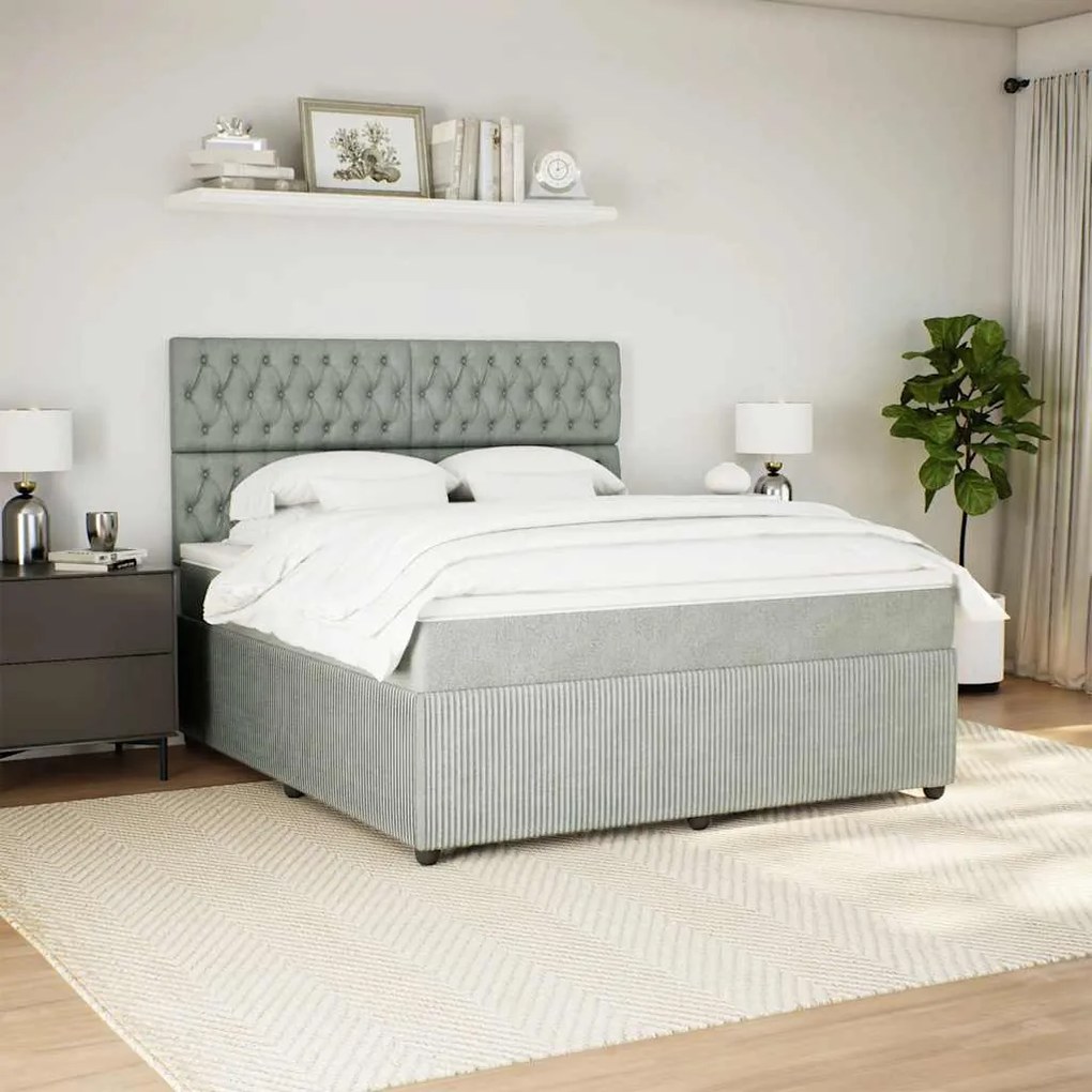 Box spring postel s matrací světle šedá 180x200 cm samet 3294712