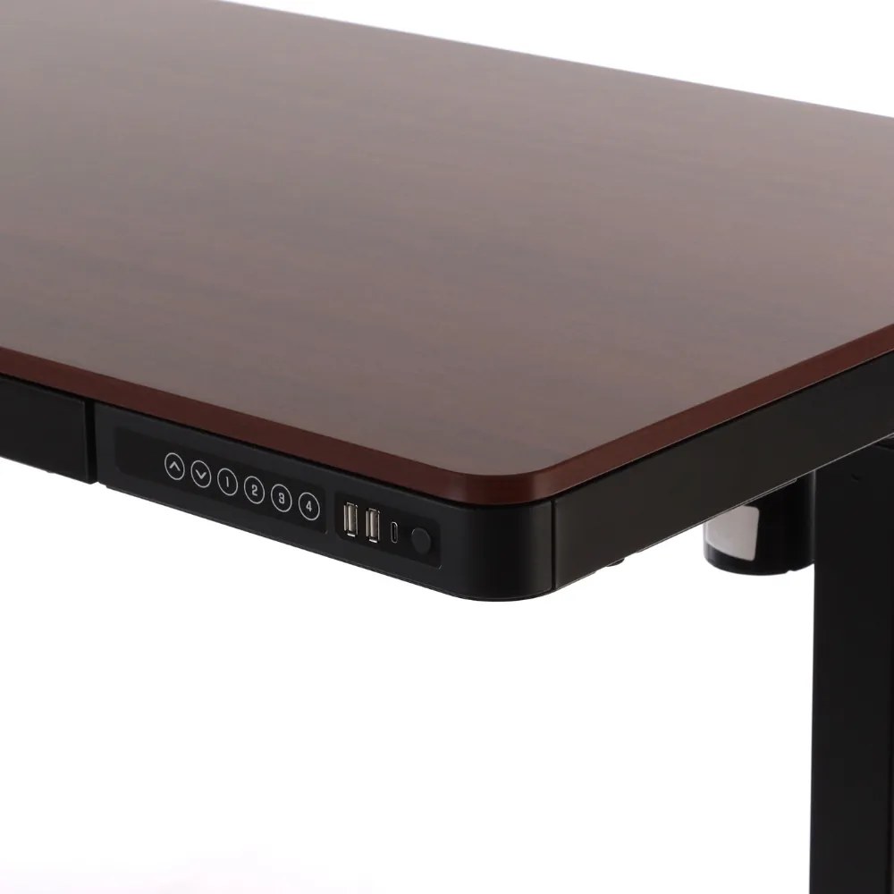 Výškově nastavitelný stůl OfficeTech 2, 120 x 60 cm, černá / mahagon