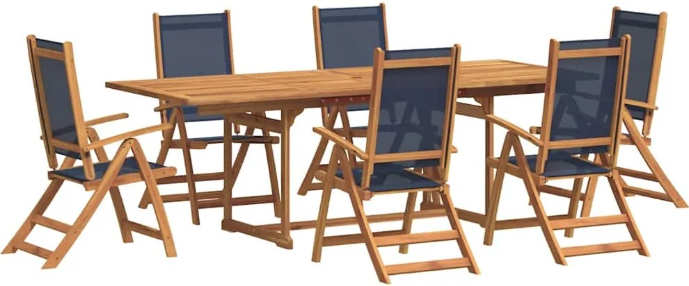 7dílný zahradní jídelní set masivní akáciové dřevo a textilen 3279306