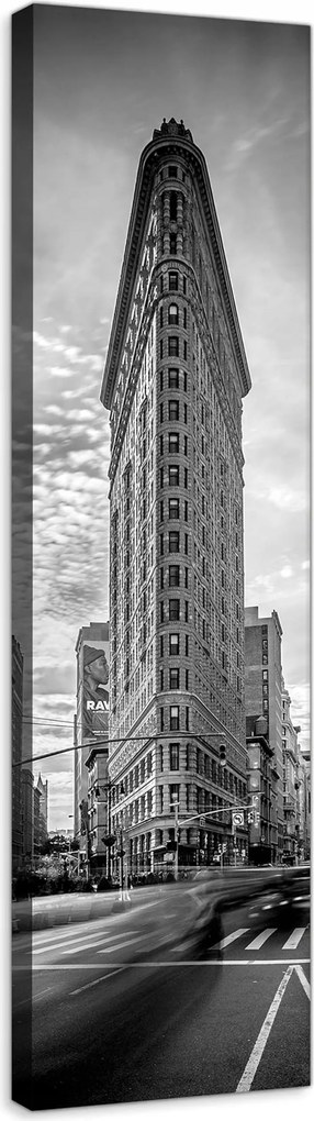 Obraz 45x145 Flatiron New York černobílé město architektura mraky