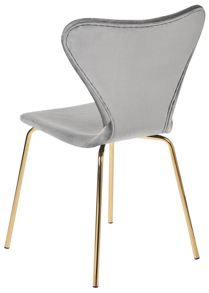 Sada 2 sametových jídelních židlí světle šedé/zlaté BOONVILLE Beliani