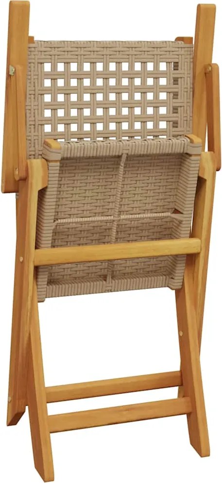 3dílný bistro set béžový polyratan a masivní dřevo 3281804