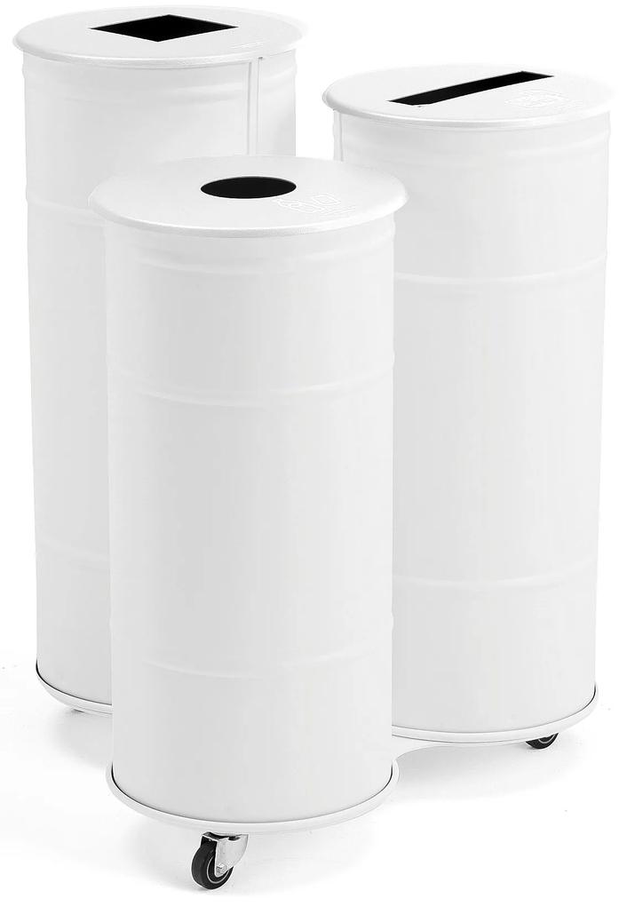 AJ Produkty Odpadkový koš BROOKLYN, 3 nádoby, Ø 680x830 mm, bílý