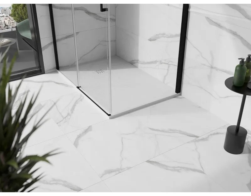 Mexen Stone+, obdélníková vanička z minerálního kompozitu 100 x 70 cm, bílá, bílá krytka, 44107010-W
