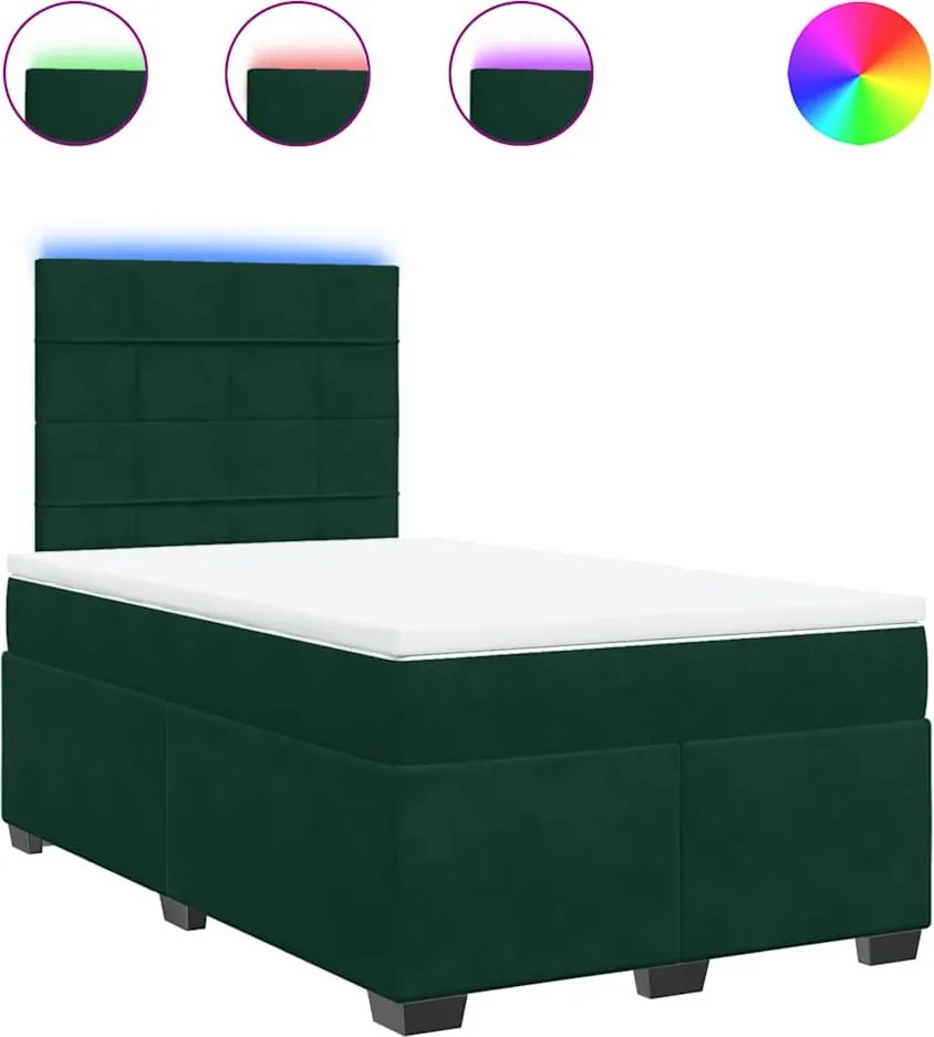 Box spring postel s matrací tmavě zelená 120x190 cm samet 3293161