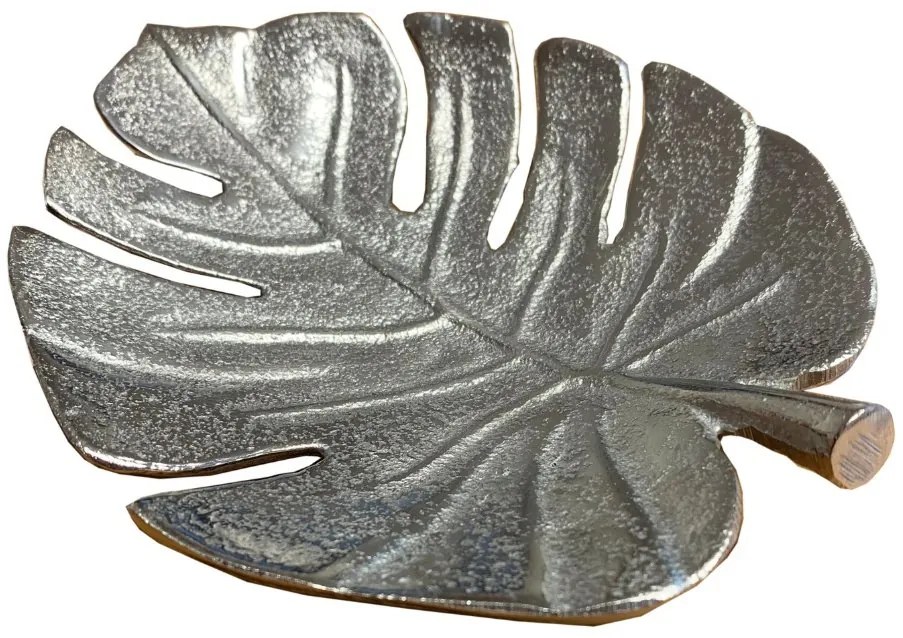 Sifcon Dekorativní stříbrná mísa ve tvaru listu