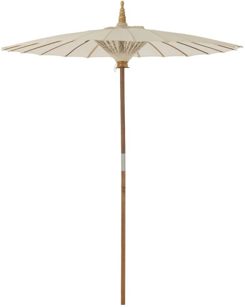 Béžový slunečník s dřevěnou tyčí Lorie Wood - ∅ 200*260 cm