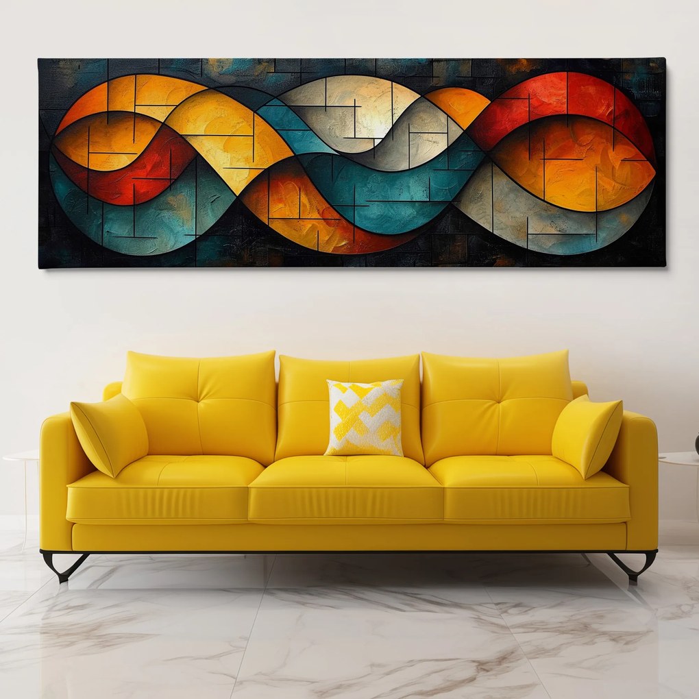 Obraz na plátně - Melodie Geometrie FeelHappy.cz Velikost obrazu: 120 x 40 cm