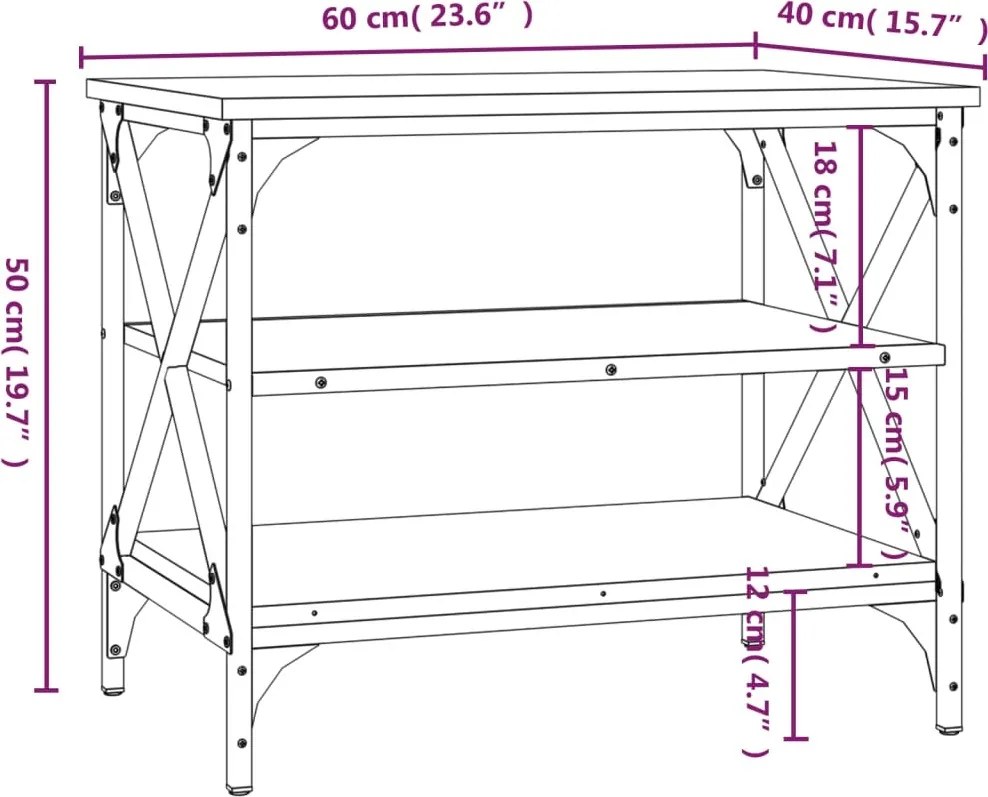 vidaXL TV skříňka 60 x 40 x 50 cm kompozitní dřevo [825786] Barva: kouřový dub