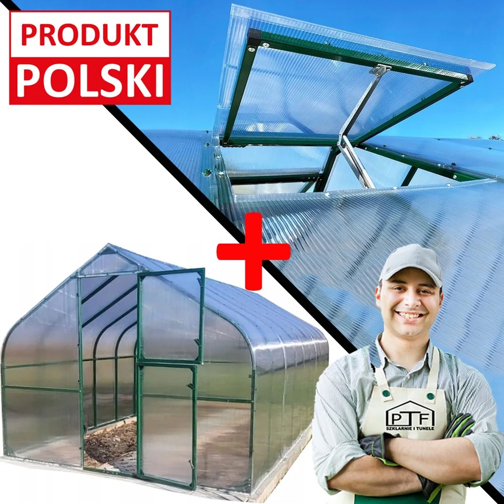 Polykarbonátový Skleník Tunel 12M2 300X400 Ptf Polsko Zelený Okno Součástí Balení