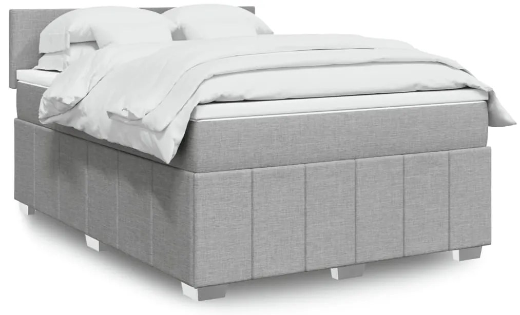 Box spring postel s matrací světle šedá 140 x 200 cm textil 3287084
