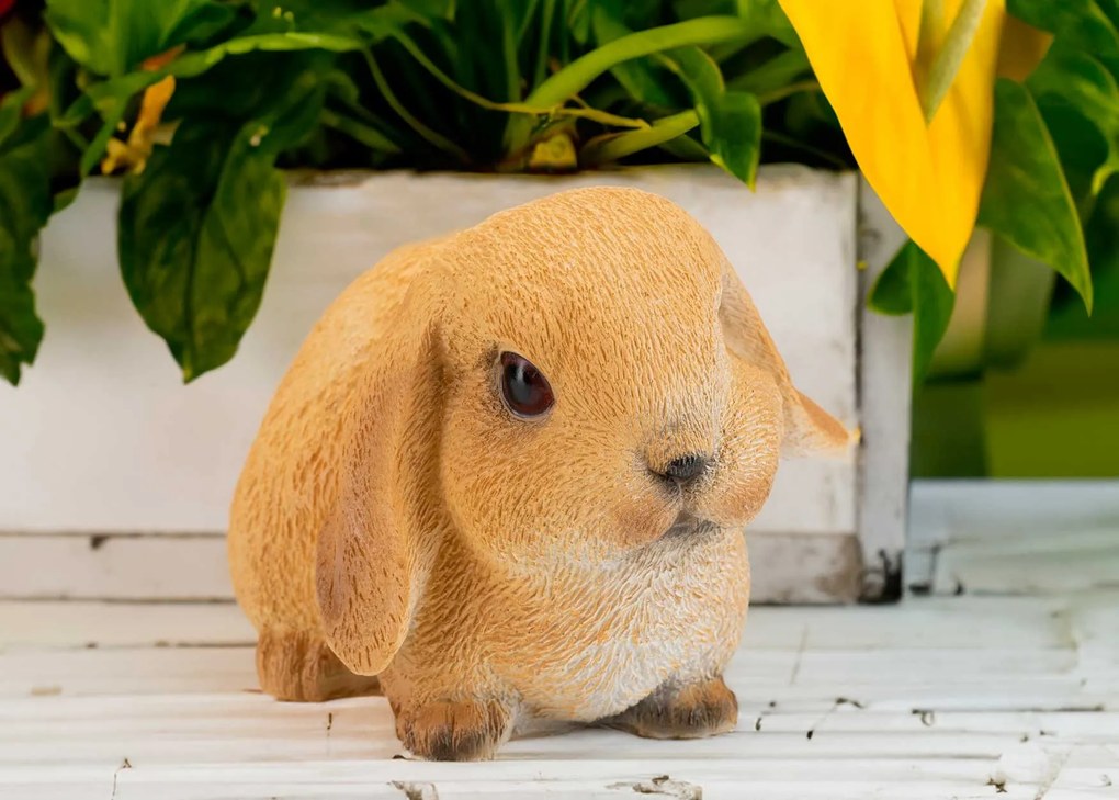 Zahradní figurka z polyresinu Bunny, 16 cm, hnědá