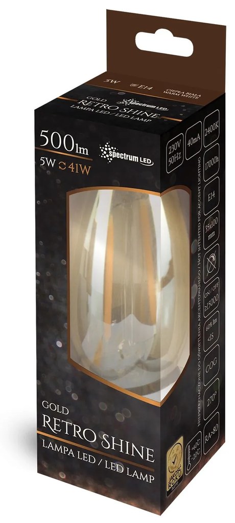 Toolight - LED žárovka E-14 230V 5W Edison 14458, teplá, OSW-05701