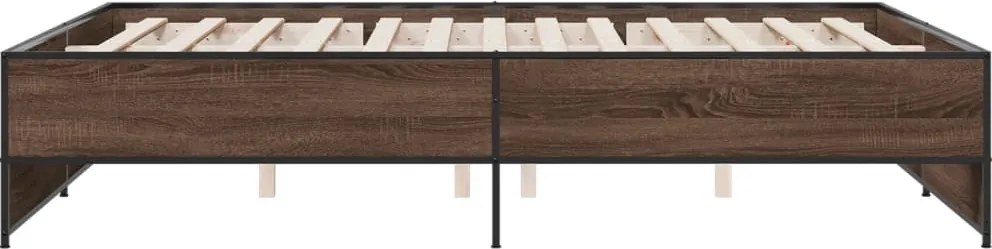 Rám postele hnědý dub 140 x 200 cm kompozitní dřevo a kov 3279891