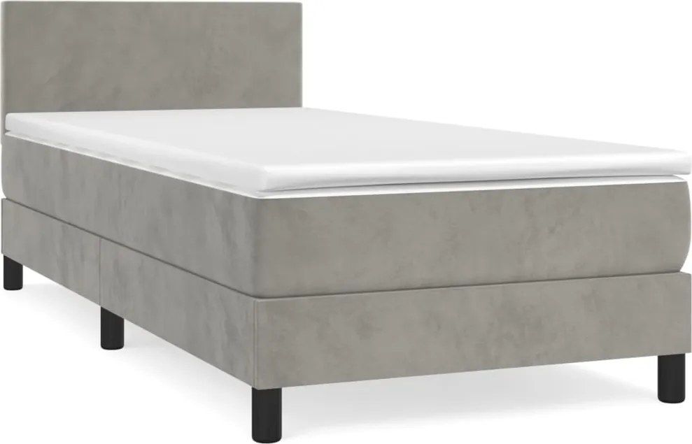 Box spring postel s matrací světle šedá 90x190 cm samet 3141155
