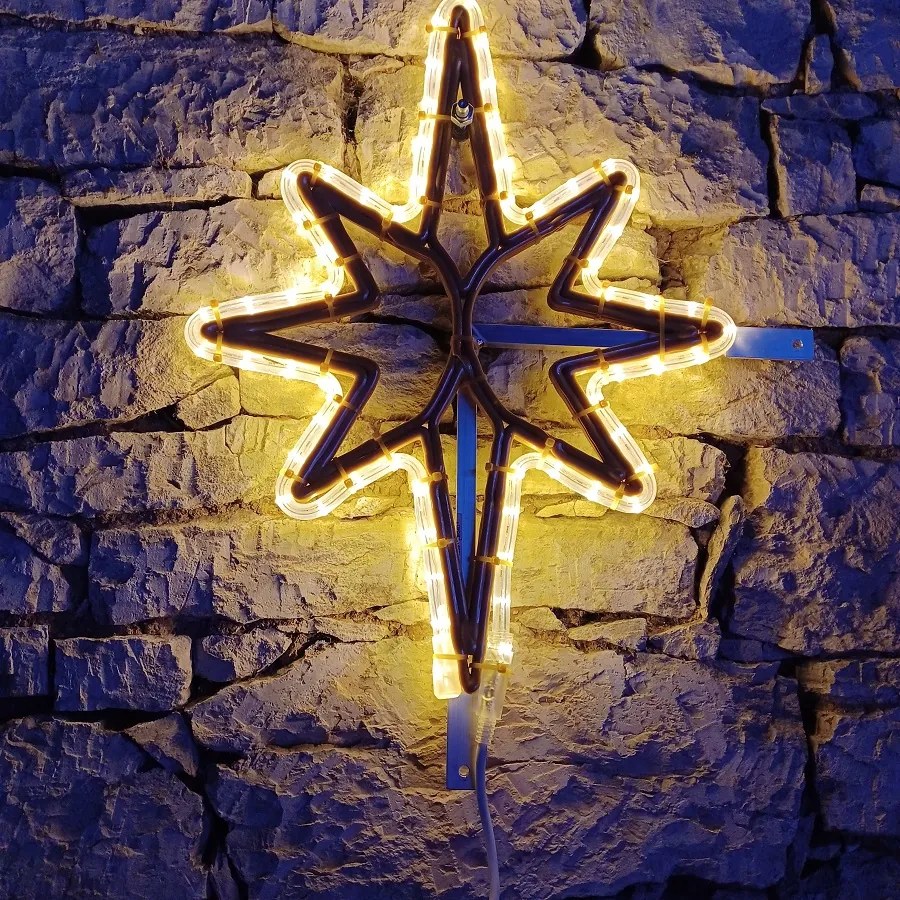Easy Fix 2D LED světelná hvězda X., 43 × 55 cm, teple bílá, závěsná, 3D tisk, zlatá