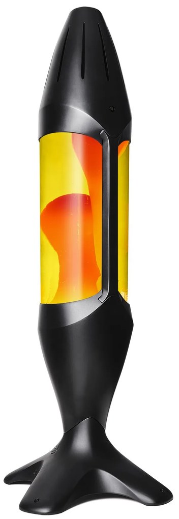 Mathmos iO Giant Black, originální lávová lampa, matně černá se žlutou tekutinou a oranžovou lávou, výška 78cm