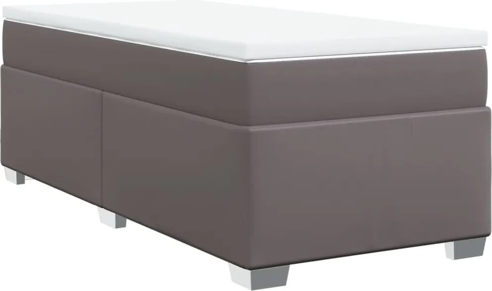 Box spring postel s matrací šedá 80 x 200 cm umělá kůže 3285187