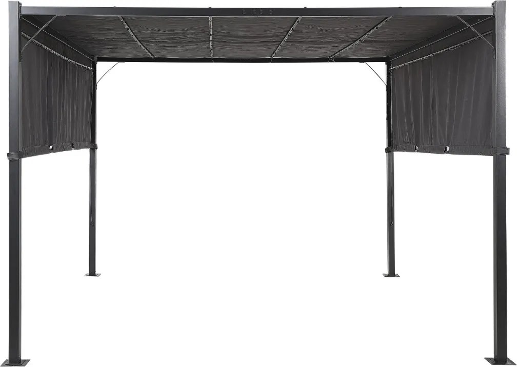 Zahradní pergola s LED solárním osvětlením BestBerg BBGG-51 / 300 x 400 x 215 cm / šedá