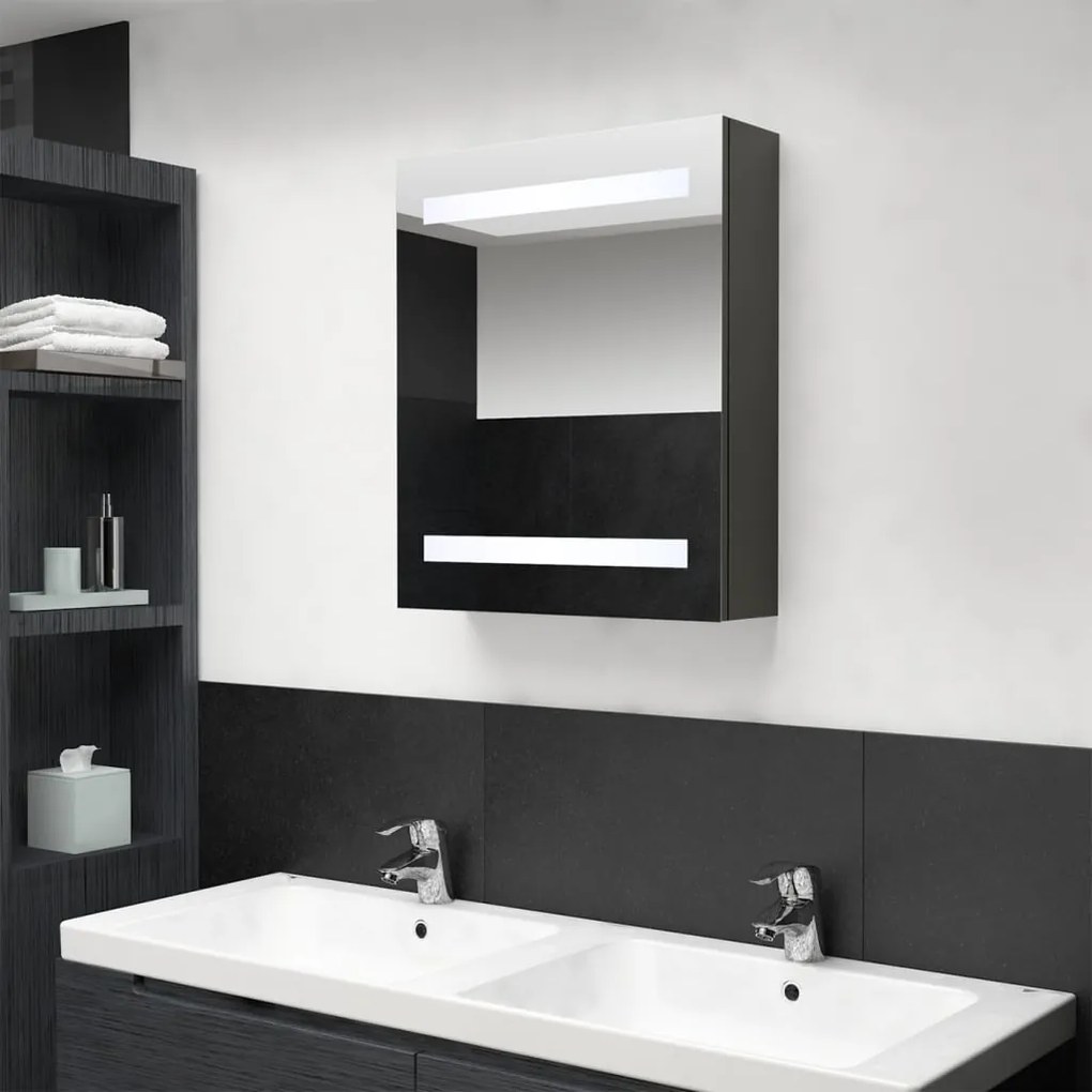 LED koupelnová skříňka se zrcadlem antracitová 50 x 14 x 60 cm 326487