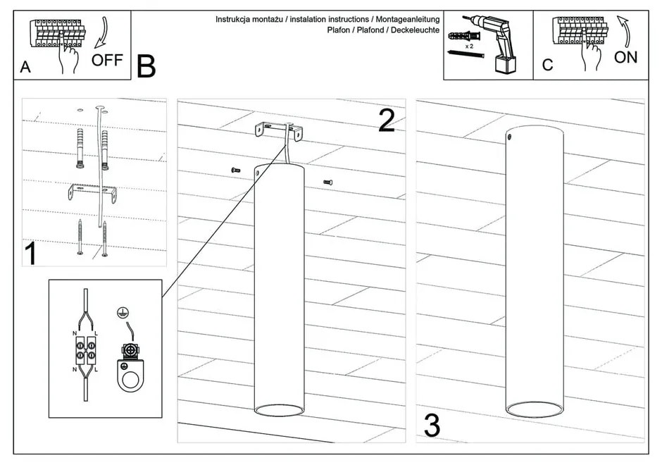 Černé stropní svítidlo Sollux Castro